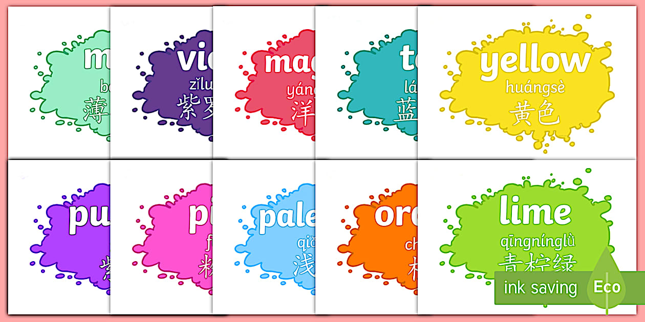 Colour Display Posters English/Mandarin Chinese-Pinyin