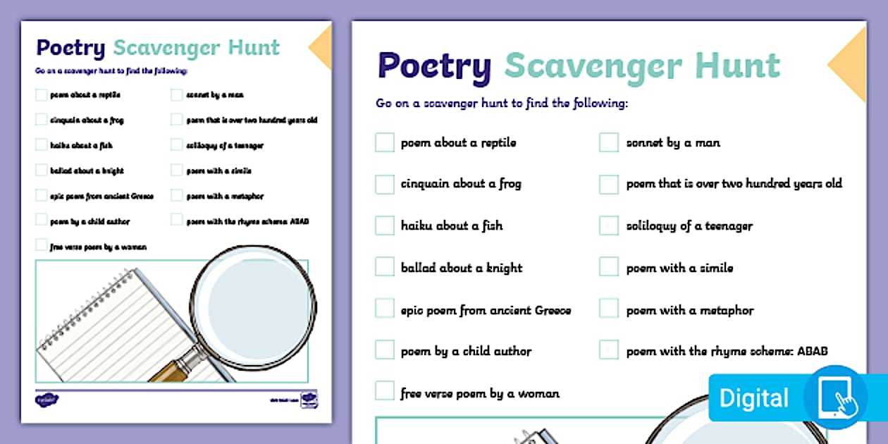Poetry Scavenger Hunt (teacher made) - Twinkl