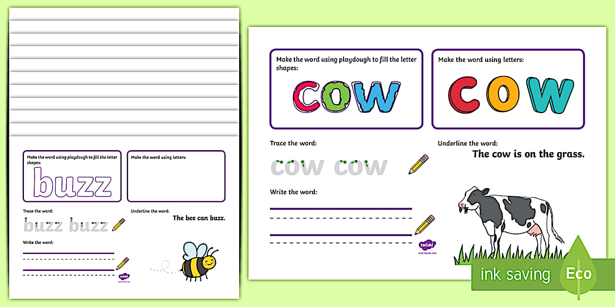 Cursive Phase 3 Words Make Read Write Activity Mats - Twinkl