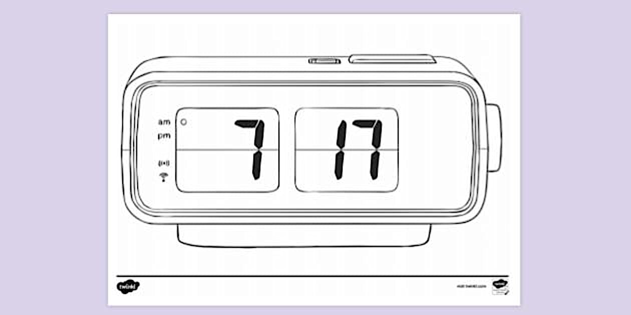 Digital Clock Colouring Sheet (Hecho por educadores)