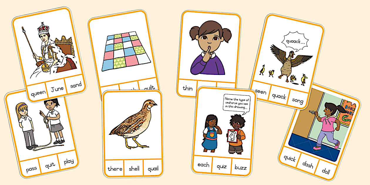 Grade 2 Phonics: qu- Sound Peg Cards