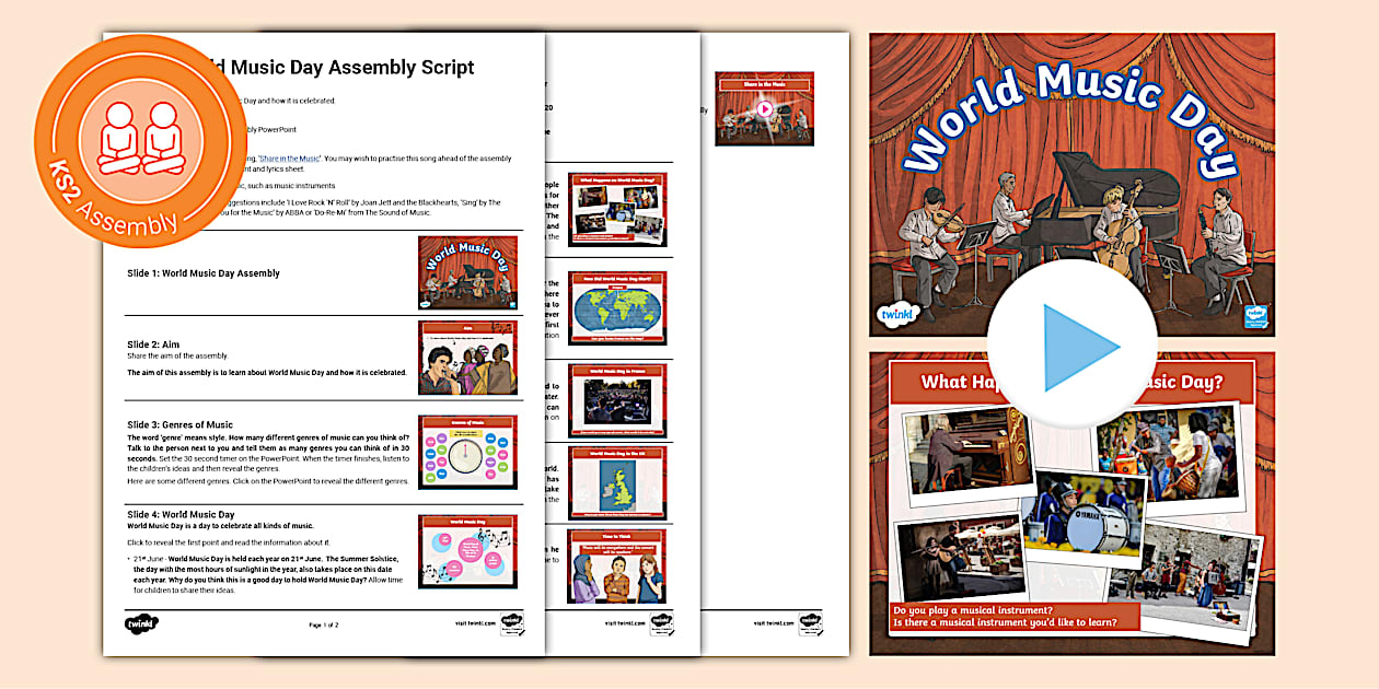 👉 World Music Day Assembly (creat de profesori) - Twinkl