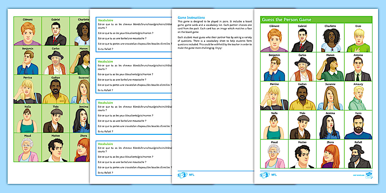 Guess the Person Board Game French (teacher made) - Twinkl
