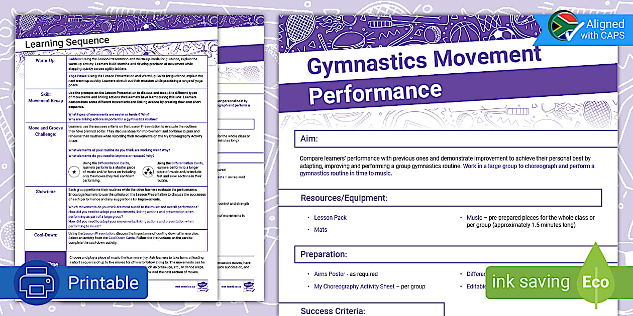 Grade 6 Gymnastics Movement Assessment Unit Lesson Plan