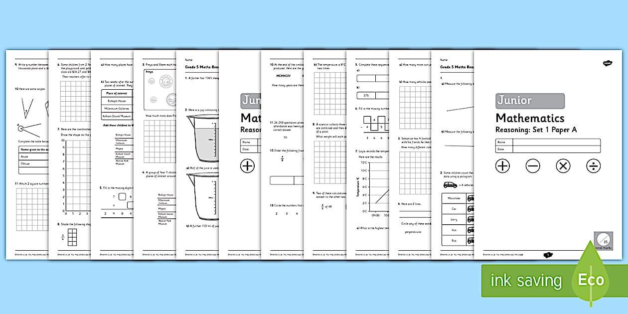 Grade 5 Math Reasoning Test Pack (teacher made) - Twinkl