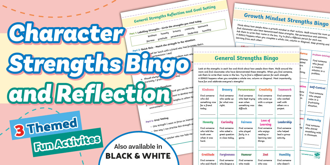 Character Strengths Bingo and Reflection Pack
