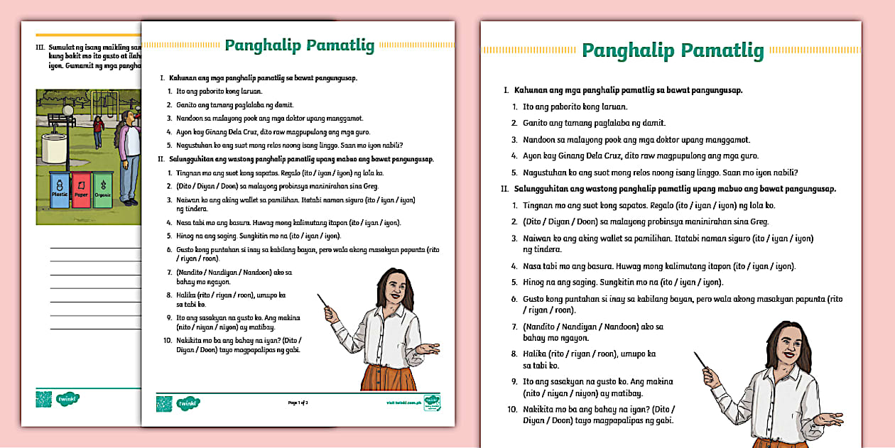 Panghalip Pamatlig Worksheet | Grades 4 - 6 | Twinkl PH
