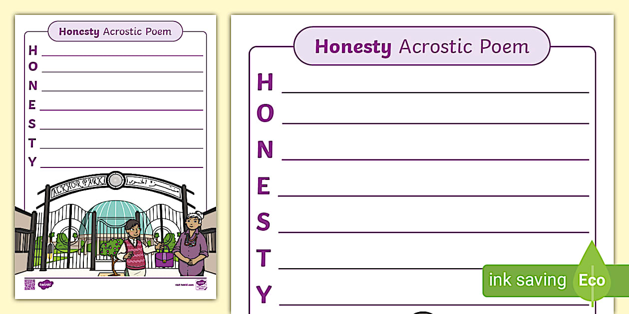 Honesty Acrostic Poem (Teacher-Made) - Twinkl