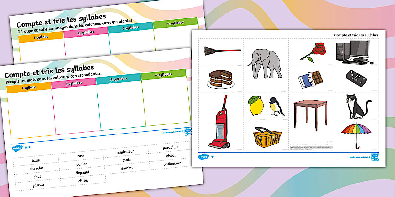 Activité différenciée de phonologie - compte et trie les syllabes
