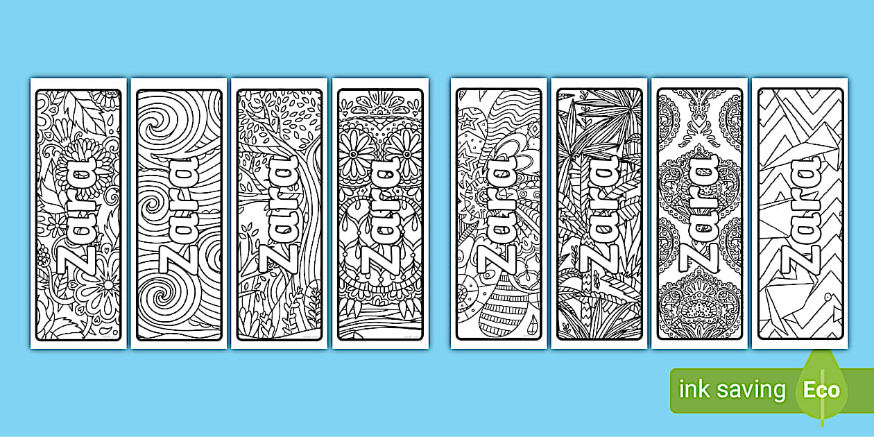 Zara Mindfulness Name Colouring Bookmarks | Twinkl | KS1