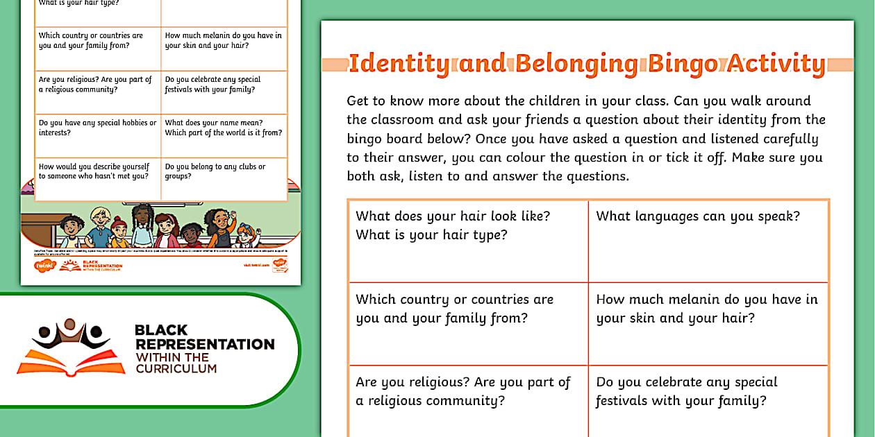 KS1 Identity and Belonging Bingo Activity (teacher made)