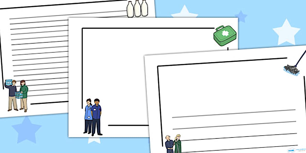 Editable People Who Help Us Page Borders Landscape - Twinkl