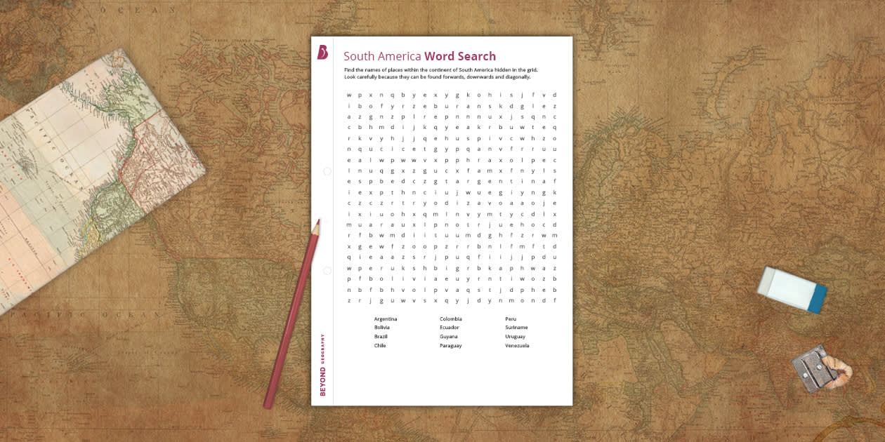 South America Word Search (teacher made) - Twinkl
