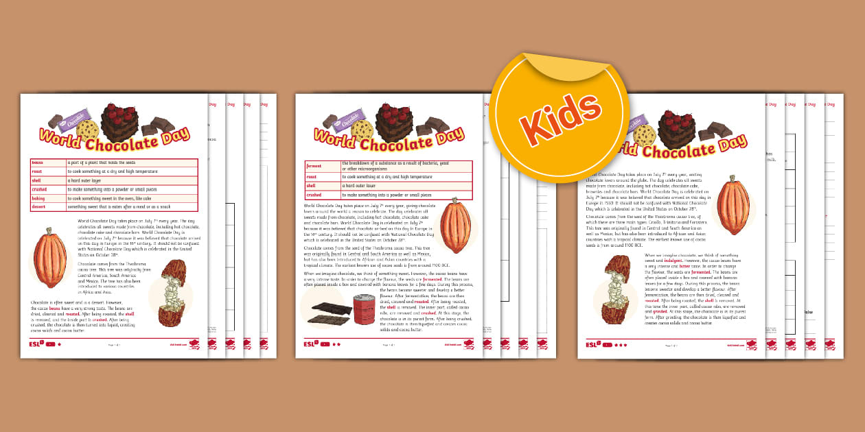 ESL Differentiated Reading: World Chocolate Day - Twinkl