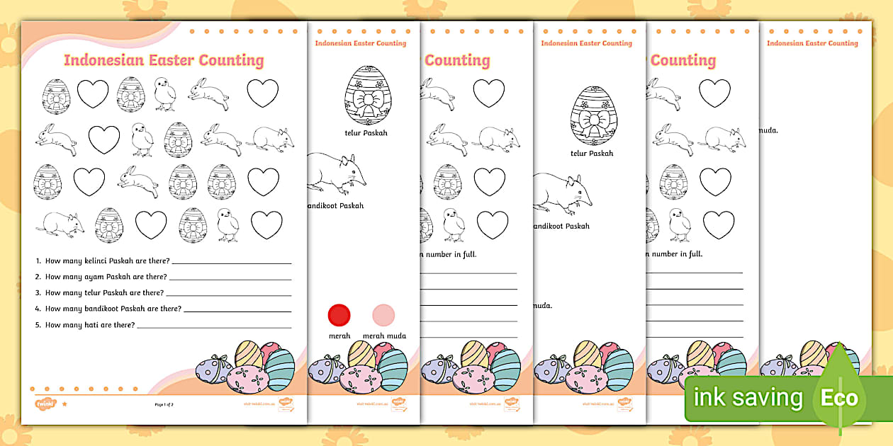 Easter Counting - Indonesian Numbers (teacher made) - Twinkl