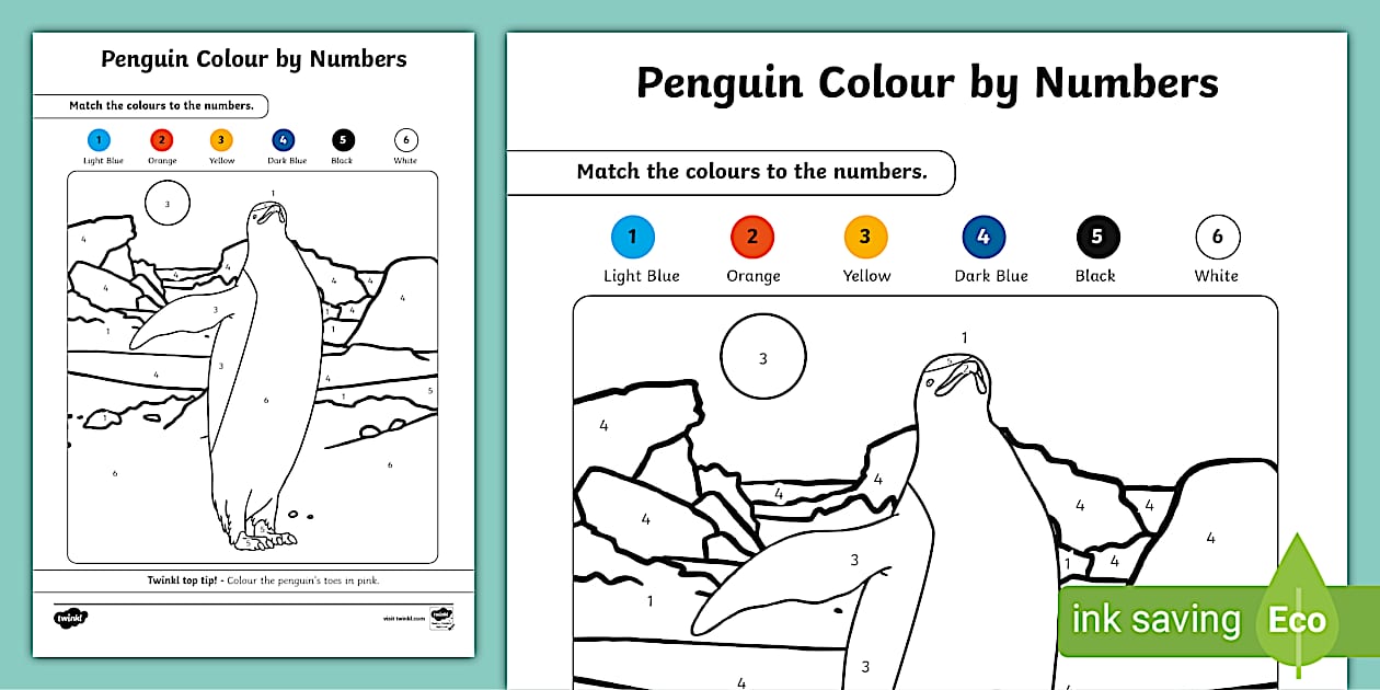 Penguin Colour by Number (teacher made) - Twinkl