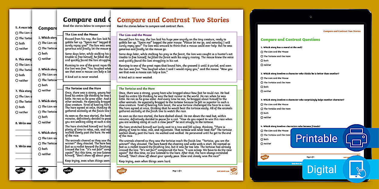Compare and Contrast 4th Grade Worksheets | Twinkl USA