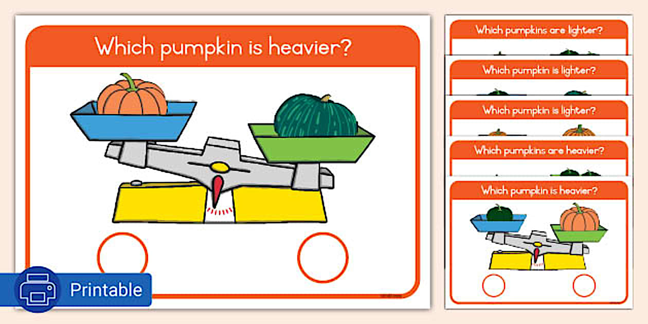 Grade 1 Mathematics: Lighter or Heavier Peg Cards - Twinkl