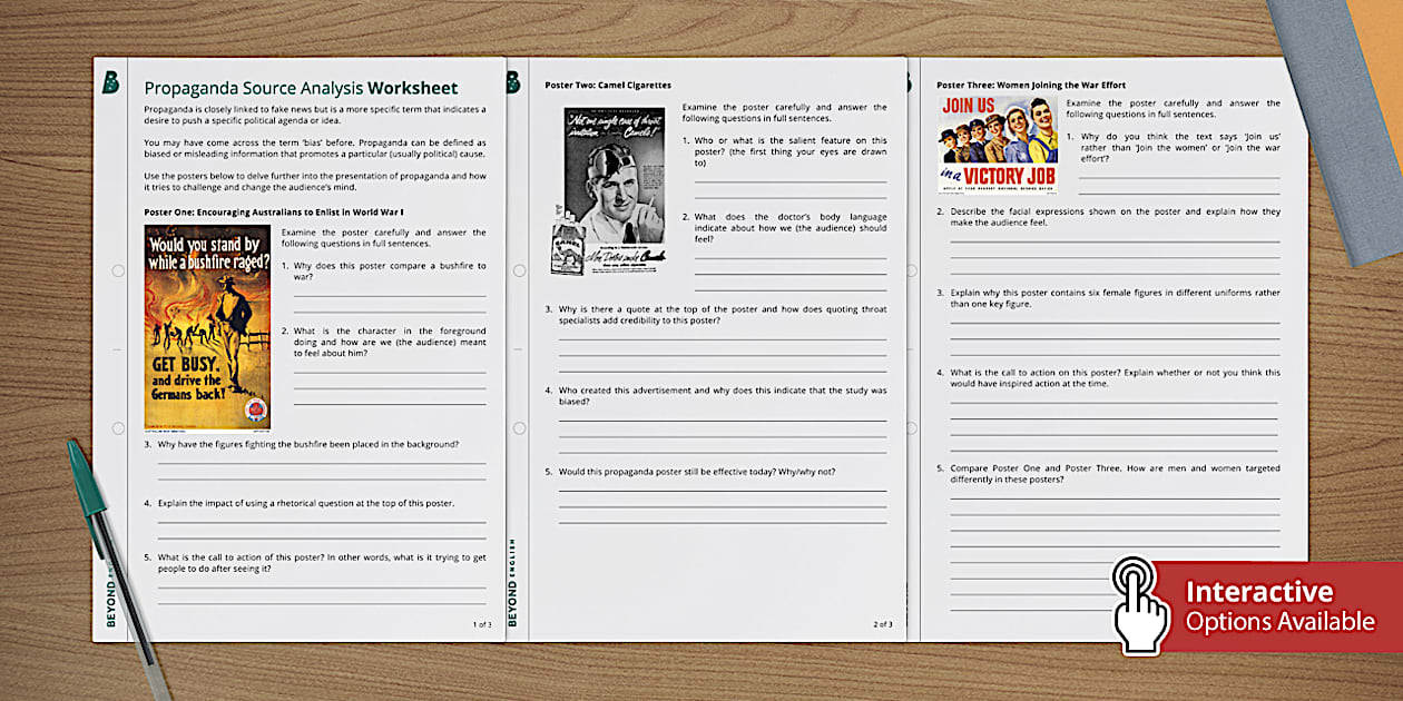 Propaganda Source Analysis (teacher made) - Twinkl