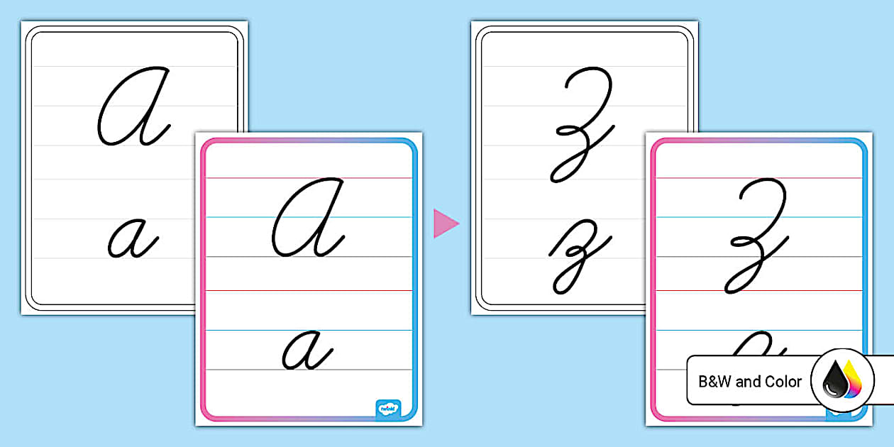 Cursive Upper and Lower Case Alphabet Letters Display Posters