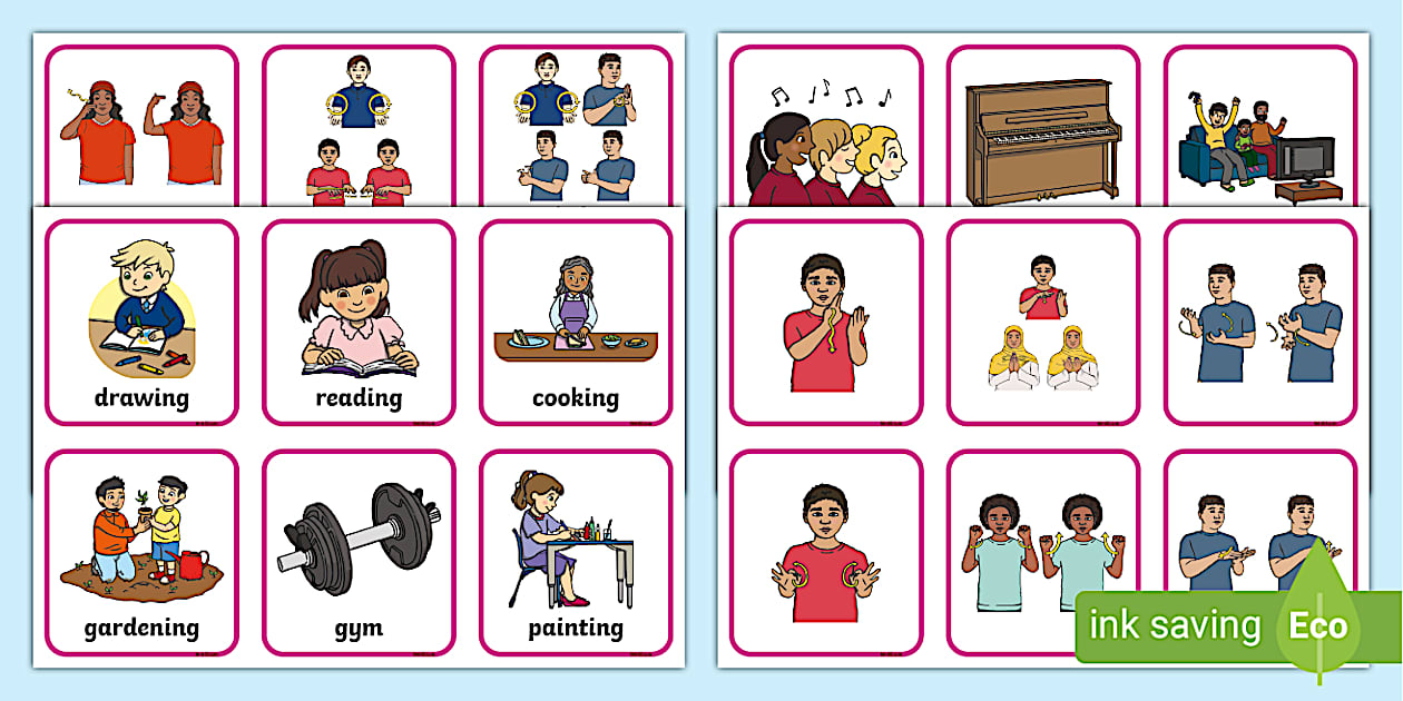 Auslan Hobbies Matching Cards (teacher made) - Twinkl