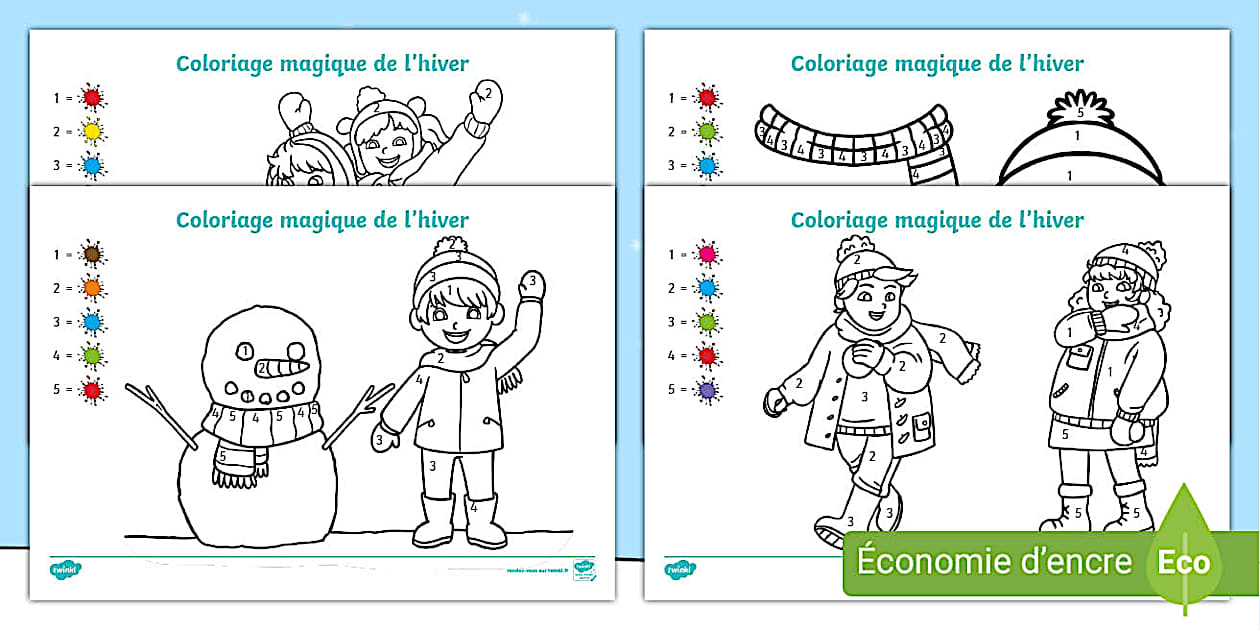 Coloriage magique de l'hiver Maternelle Petite Section