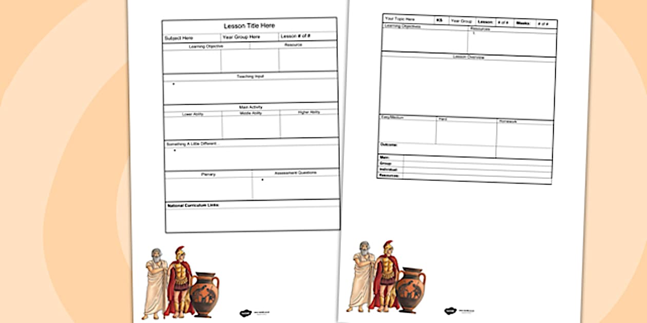 Ancient Greeks Editable Individual Lesson Plan Template - plan