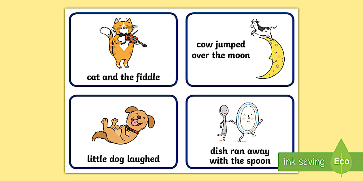 Precursive Hey Diddle Diddle Nursery Rhyme Picture Flashcards