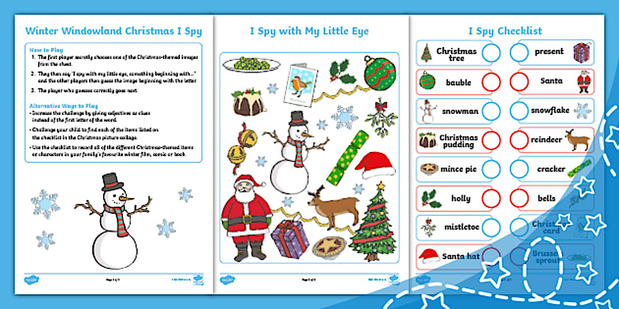 Black and White Winter Windowland: Christmas I Spy Activity and Checklist