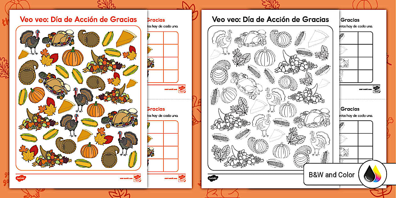 Veo veo: Día de Acción de Gracias (Teacher-Made) - Twinkl