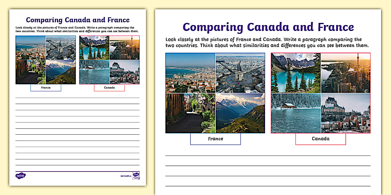 Comparing Canada and France Worksheet (teacher made)