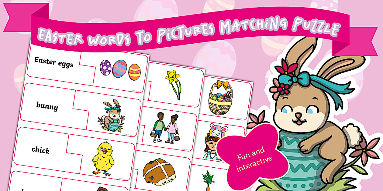 Easter Words to Pictures Matching Puzzle