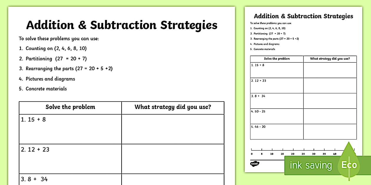 QLD Addition & Subtraction Worksheet (teacher made) - Twinkl