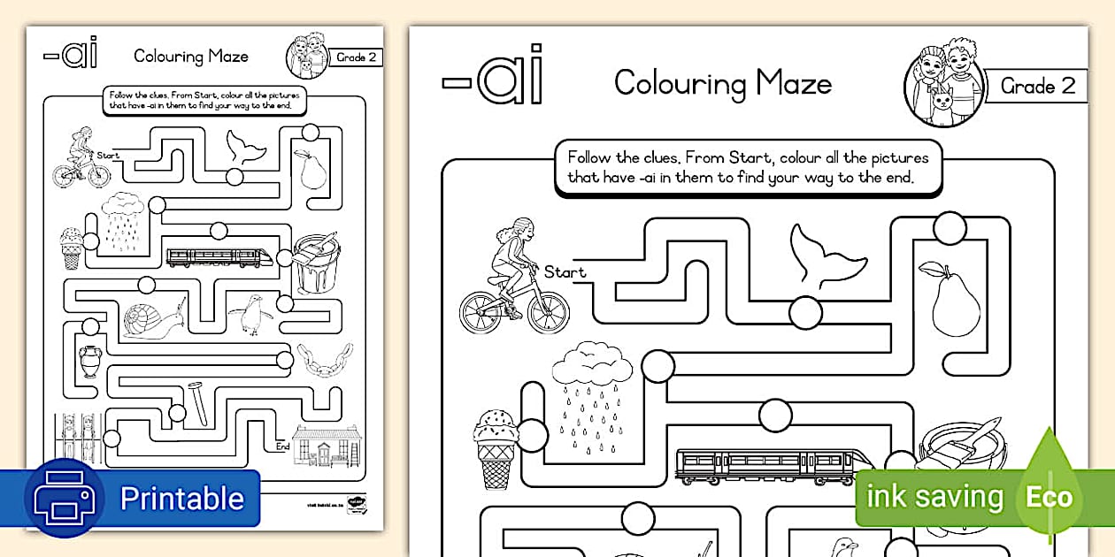 Grade 2 Phonics: Colouring Maze -ai (Teacher-Made) - Twinkl