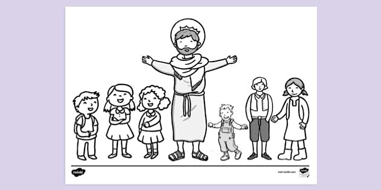 Jesus with Children Colouring Page | Colouring Sheets