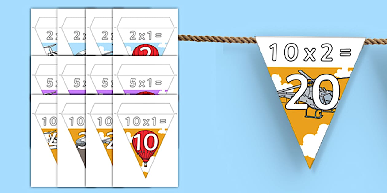 Transport Themed Times Table Bunting Pack - Twinkl