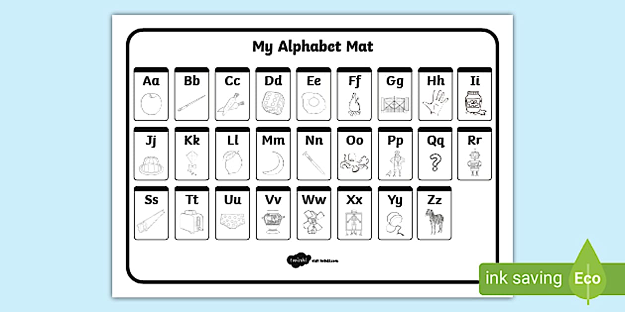A-Z Alphabet Mat (Black & White) (teacher made) - Twinkl