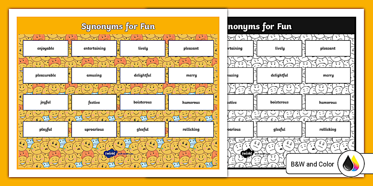 “Fun” Synonym Vocabulary Mat | English Language | Twinkl USA