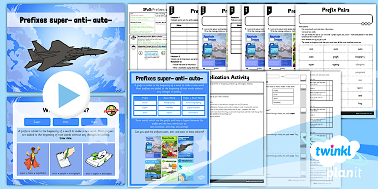 Prefix Lesson Pack | Prefix Anti-, Auto-, And Super- | LKS2