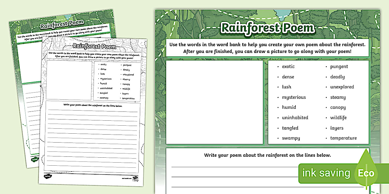 Rainforest Poem Writing Template