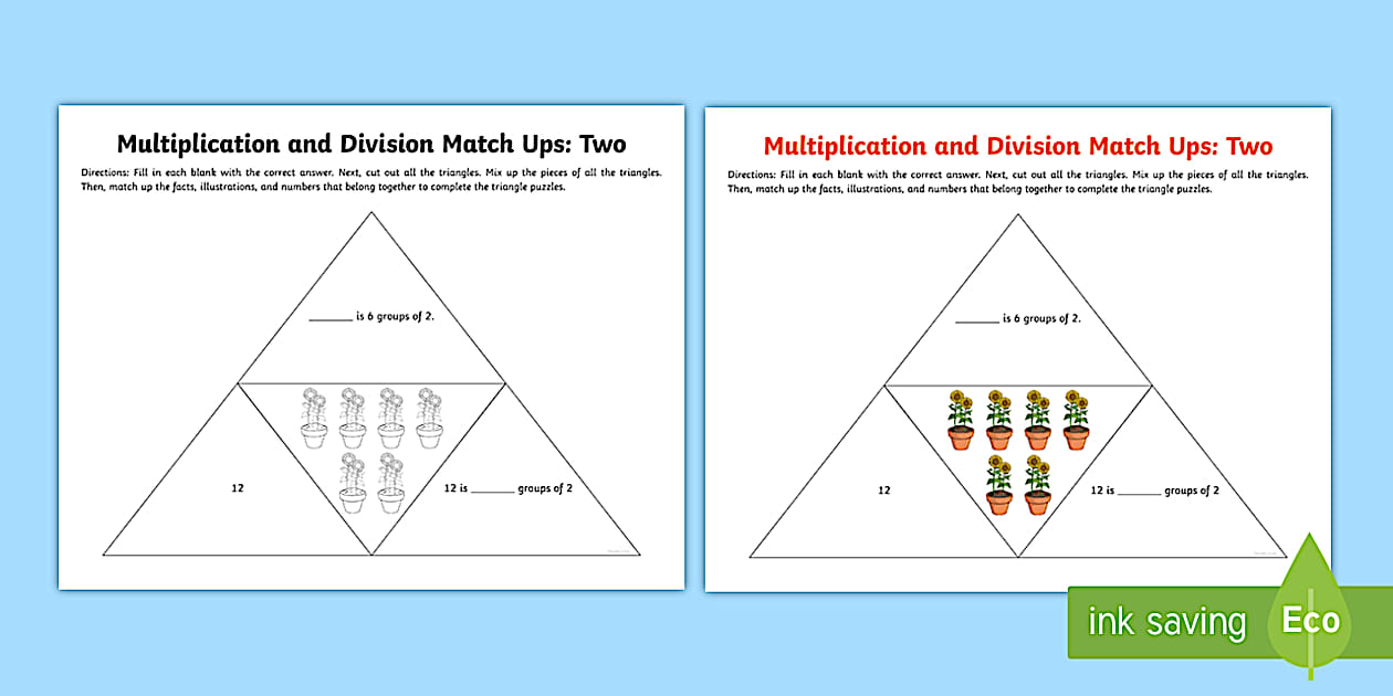 Multiplication and Division Match-Up Worksheet - Twinkl