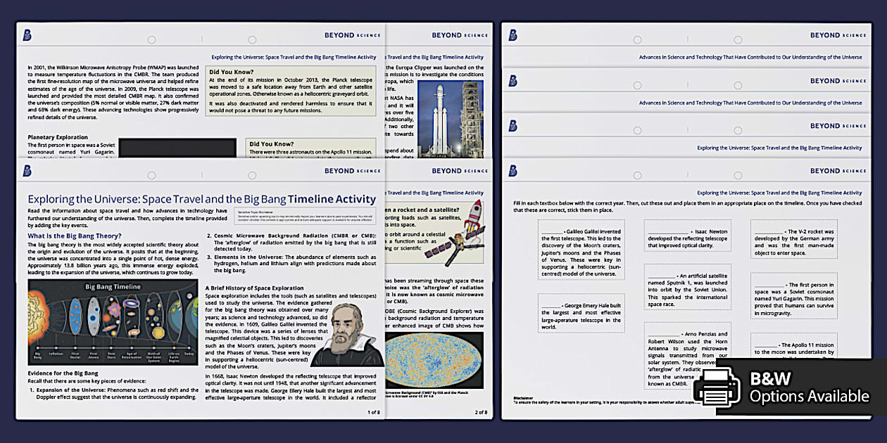 Space Travel and the Big Bang Timeline Activity - Twinkl