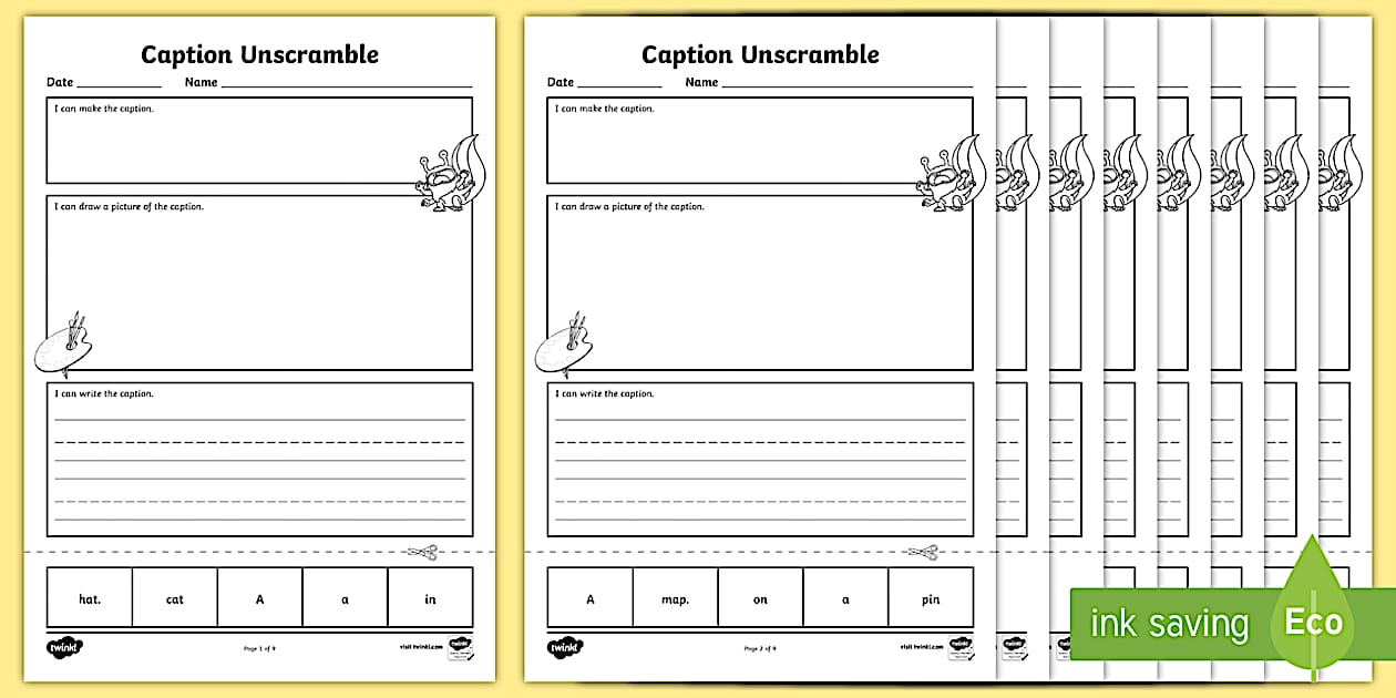 Editable Phase 2 Captions Sentence Unscramble - Twinkl