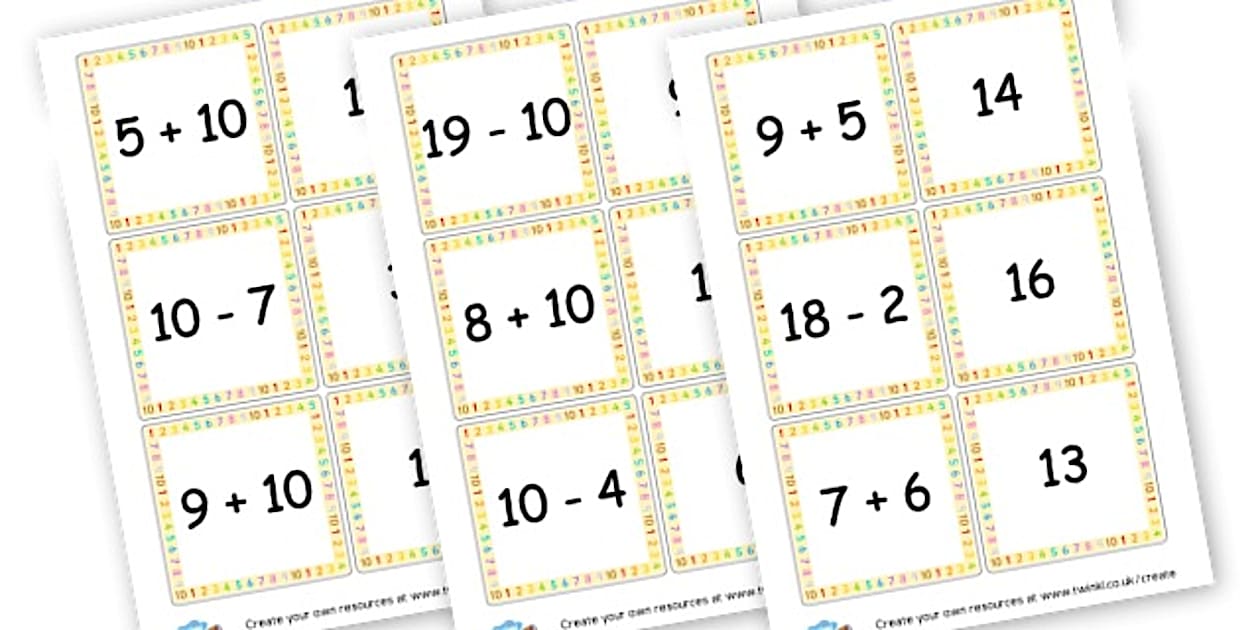 Addition/Subtraction Cards (teacher made) - Twinkl