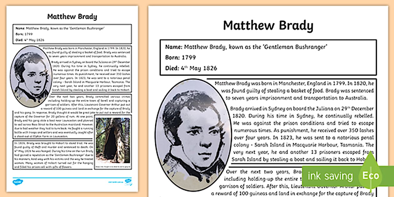 Matthew Brady Fact File