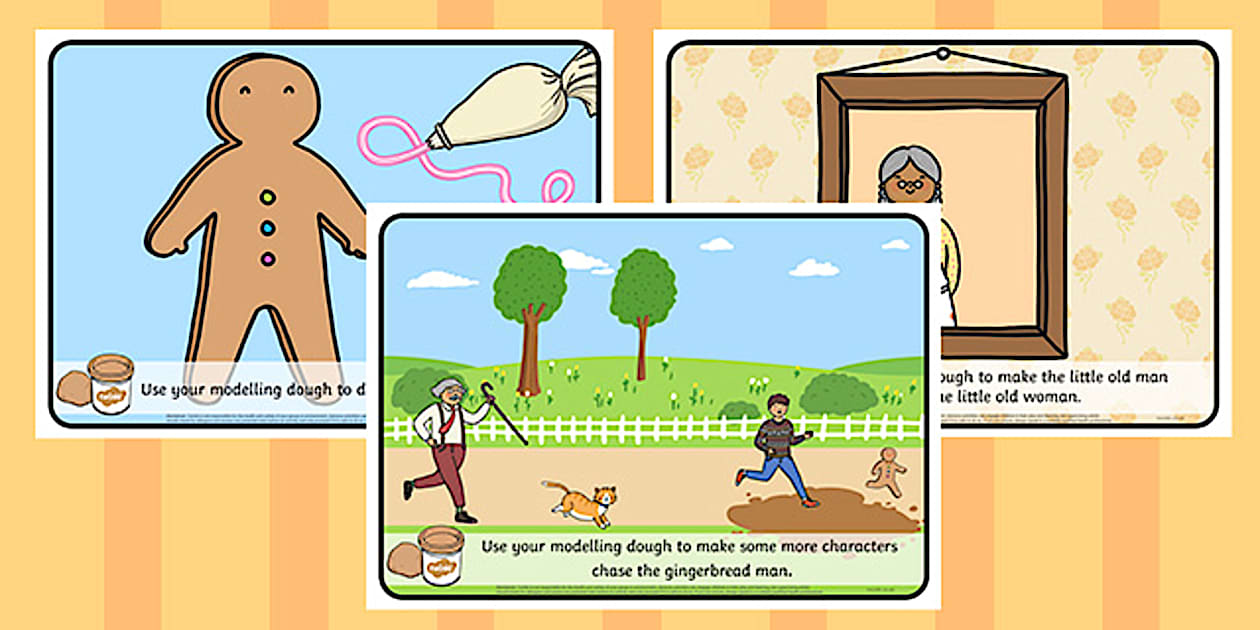 The Gingerbread Man Basic Modelling Dough Mats - Twinkl