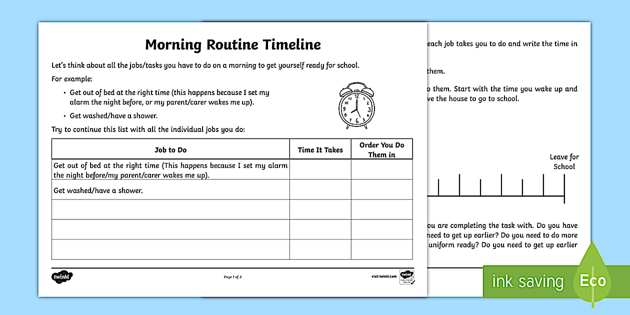 Children’s Morning School Routine Checklist - Parents