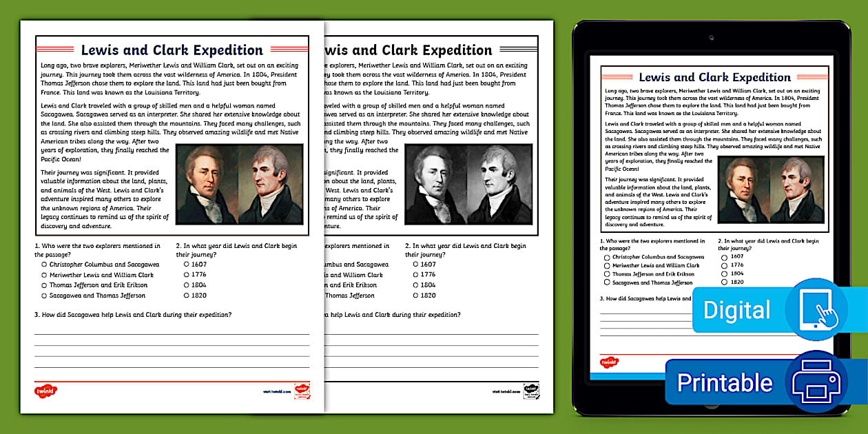 Fourth Grade Lewis And Clark Expedition Reading Passage