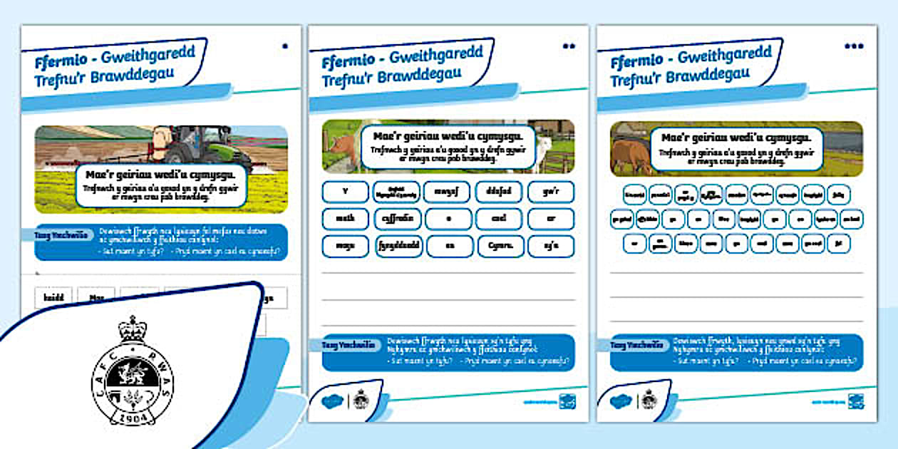 Taflenni Gweithgaredd Ffermio yng Nghymru (teacher made)