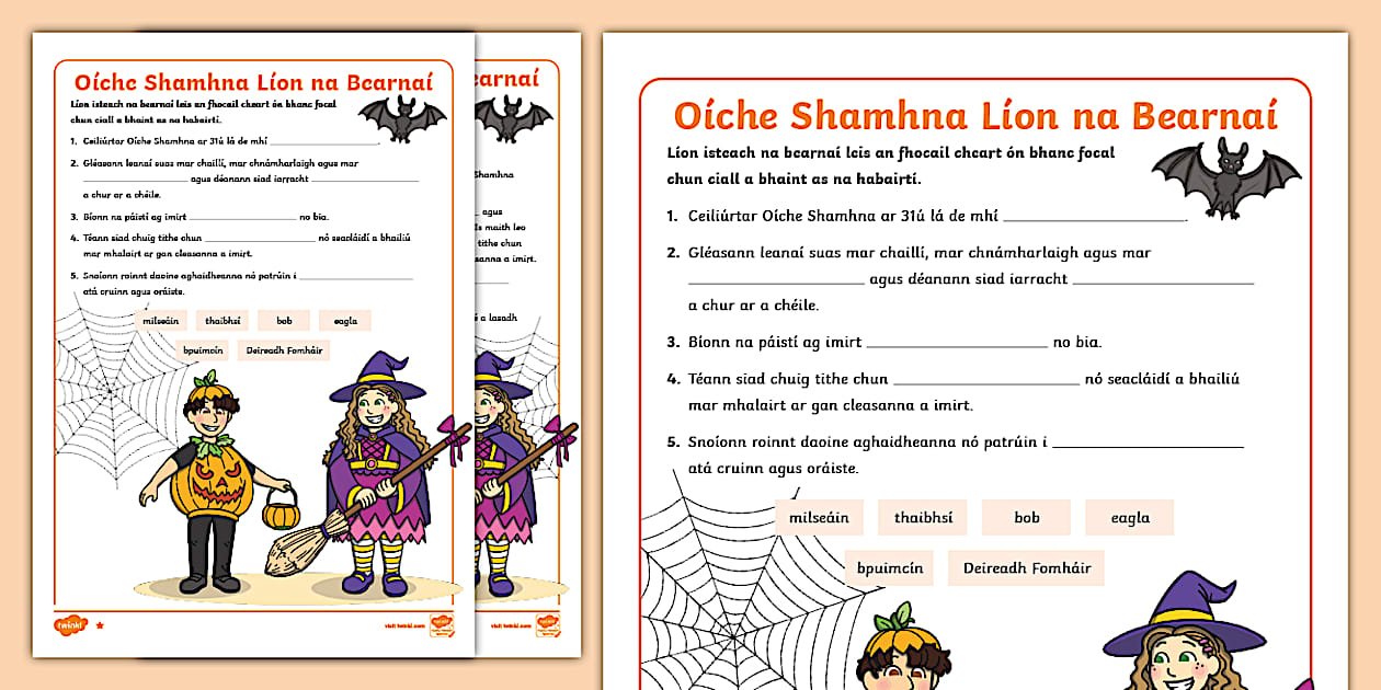 Oíche Shamhna Líon na Bearnaí (teacher made) - Twinkl